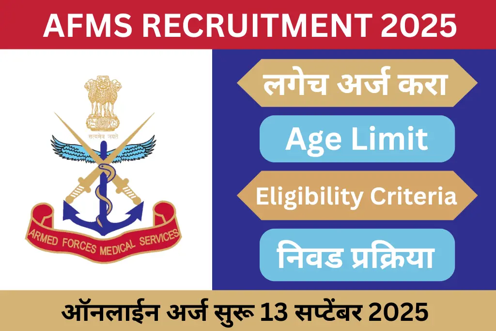 (AFMS Recruitment 2025) AFMS भरती 2025 पदे, पात्रता, रिक्त जागा, प्रवेश ...